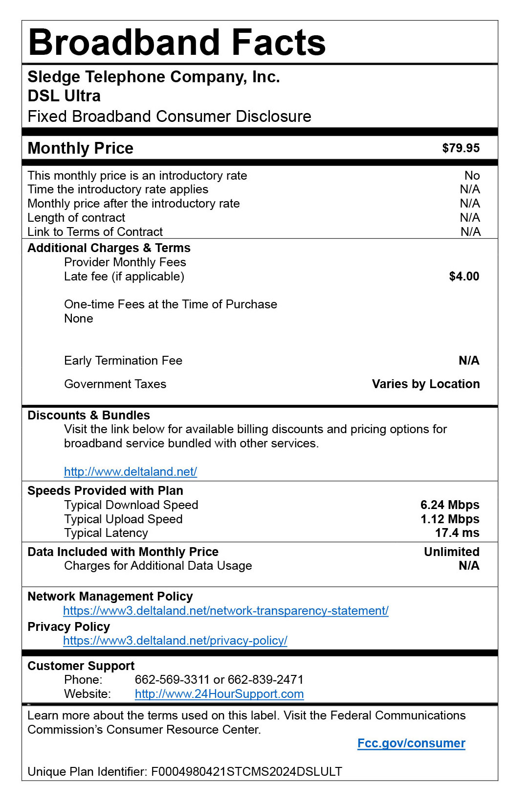 Sledge Machine Readable CSV - Sledge Telephone Company | Deltaland.net